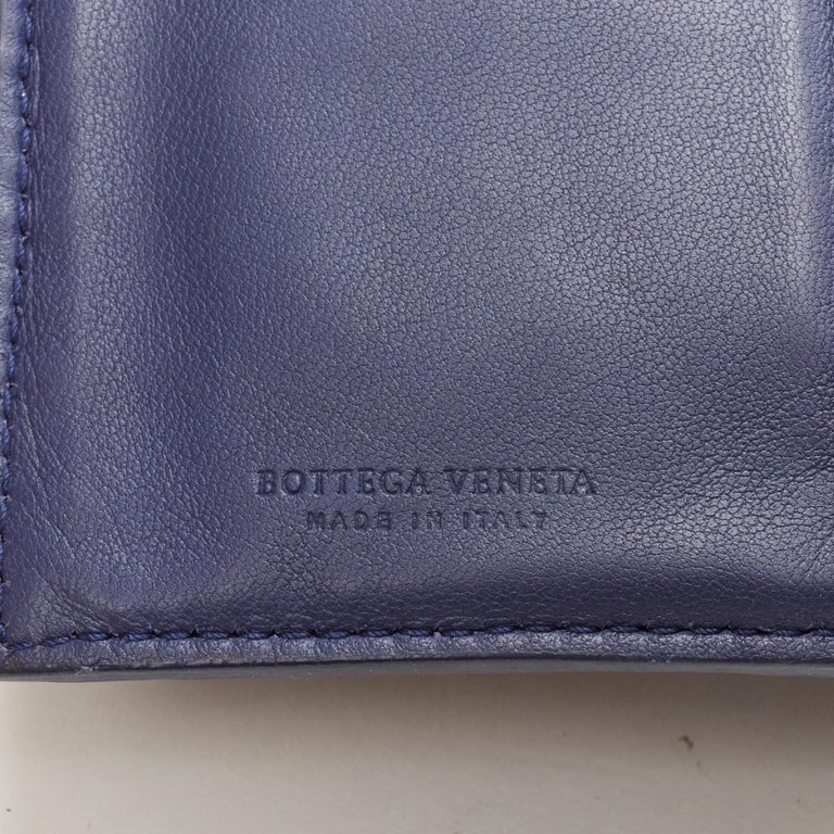 BOTTEGA VENETA Intrecciato Weave navy blue leather zip coins 10-slot ...