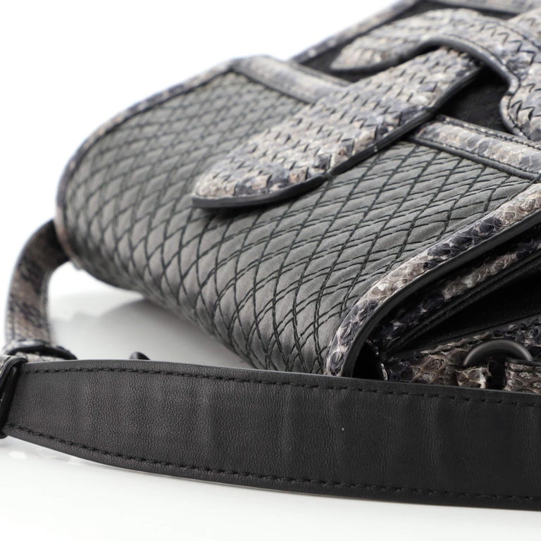 Bottega Veneta Irish Madras Shoulder Bag Quilted Satin with Snakeskin ...