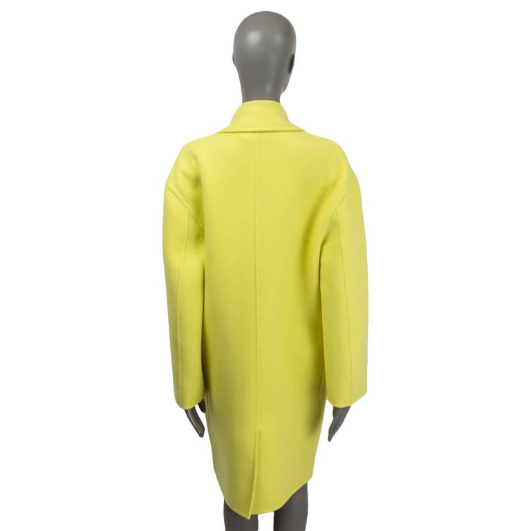 BOTTEGA VENETA Kiwi yellow cashmere 2022 OVERSIZED Coat Jacket 36 XXS ...