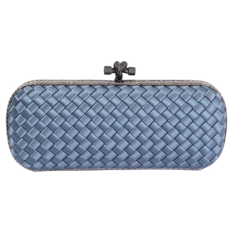 BOTTEGA VENETA light blue Intrecciato Satin KNOT LARGE Clutch Bag For ...