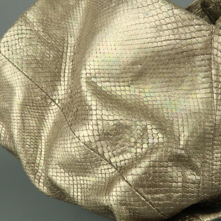 BOTTEGA VENETA Light Gold Metallic Snake Skin Hobo Handbag at 1stDibs