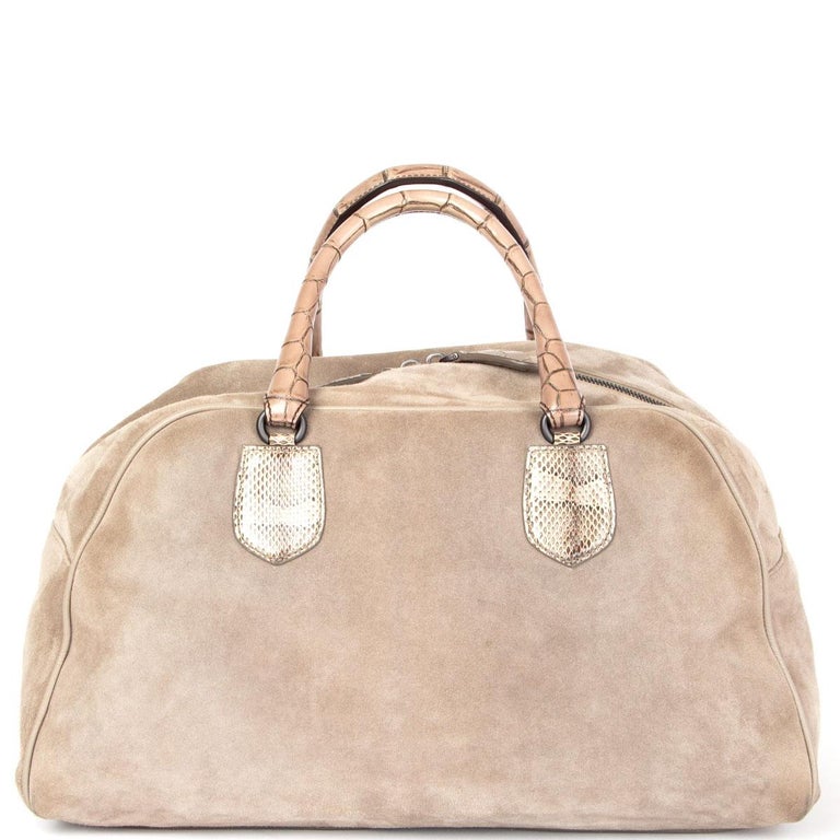 BOTTEGA VENETA light taupe suede BOWLING Bag For Sale at 1stDibs