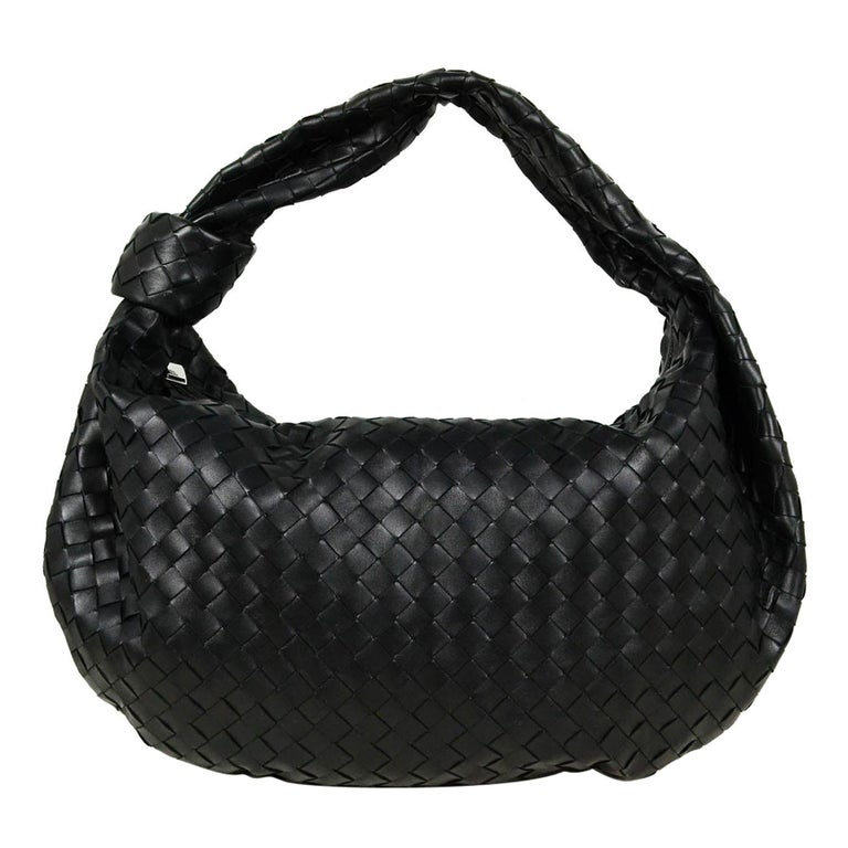 Bottega Veneta LIKE NEW BV Black Woven Intrecciato Leather Small Jodie ...