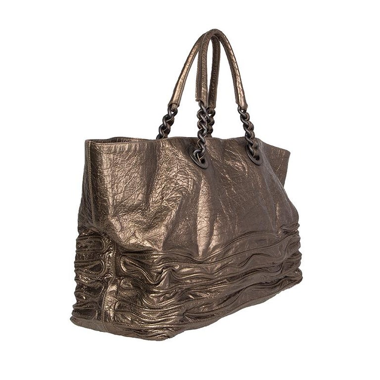 BOTTEGA VENETA metallic gold leather CORDED WAVE Tote Bag at 1stDibs