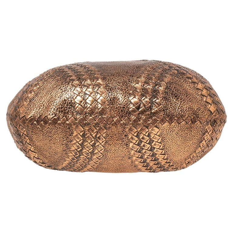 Bottega Veneta Metallic Rose Gold Leather Cervo Hobo at 1stDibs
