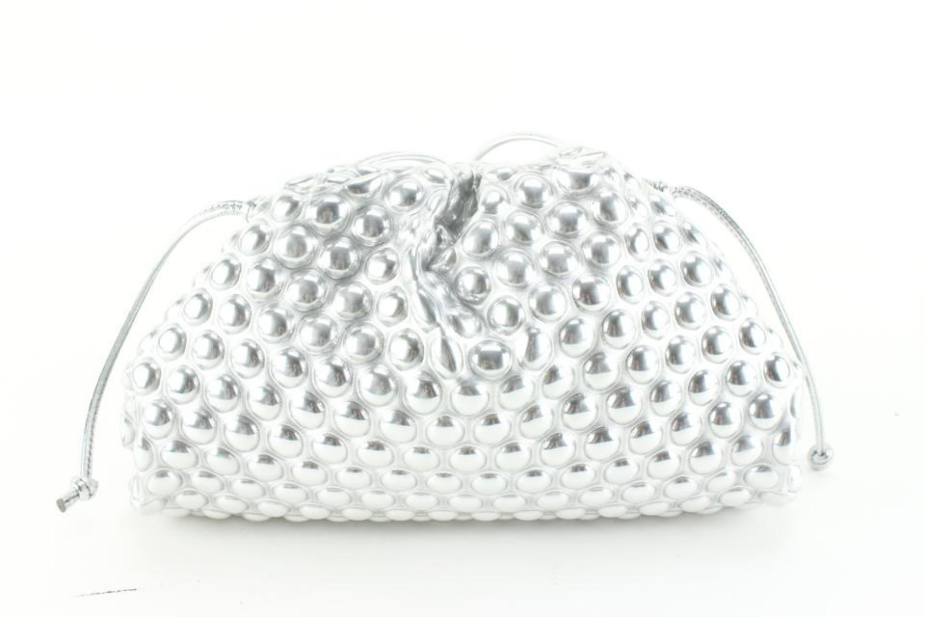 Bottega Veneta Metallic Silver Fabric Bubble Wrap The Mini Pouch ...