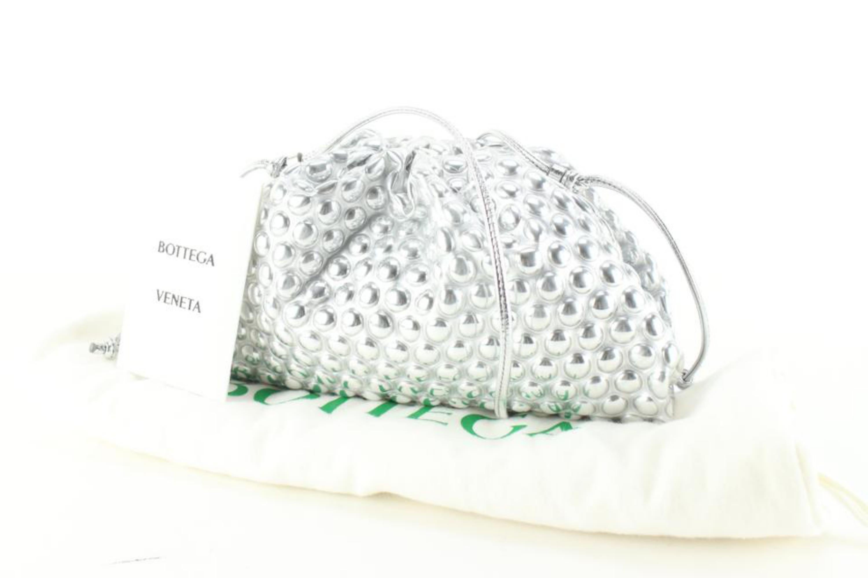Bottega Veneta Metallic Silver Fabric Bubble Wrap The Mini Pouch ...