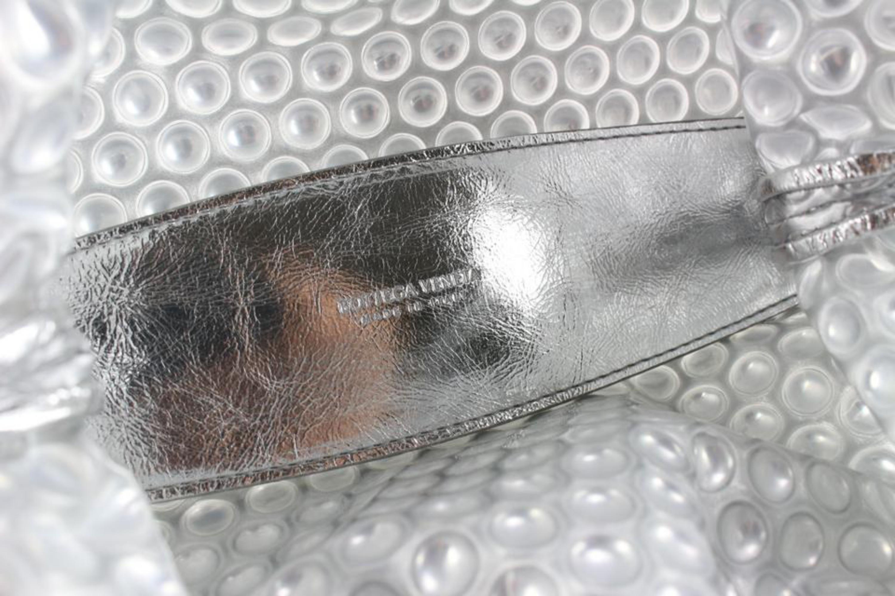 Bottega Veneta Metallic Silver Fabric Bubble Wrap The Mini Pouch ...