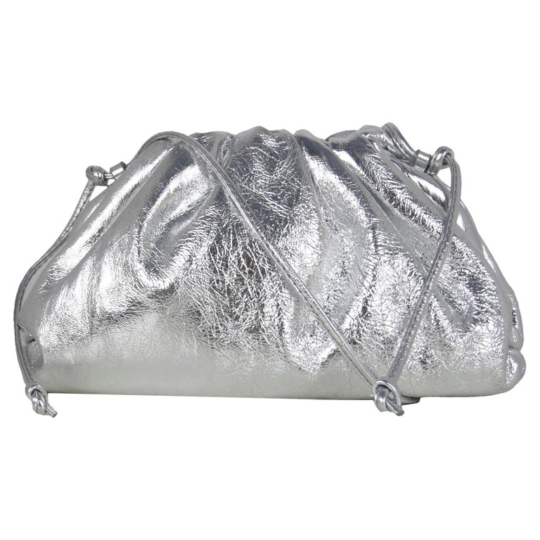 Bottega Veneta Metallic Silver Leather The Mini Pouch Crossbody Bag rt ...