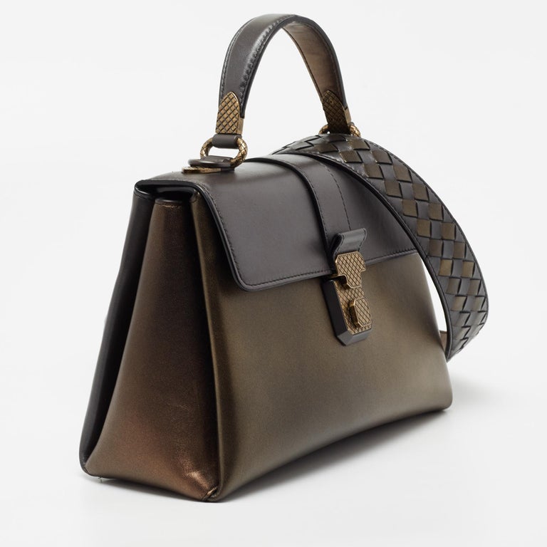 Bottega Veneta Metallic Tri Color Leather Small Small Piazza Bag at 1stDibs