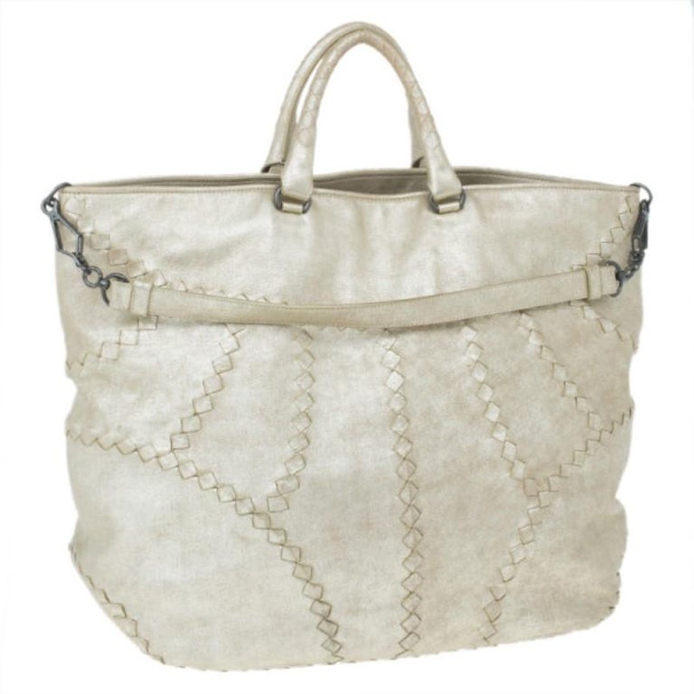 Bottega Veneta Mineral Distressed Metallic Large Leather Tote Bag For ...