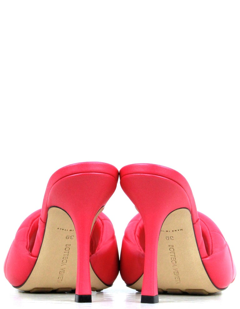 Bottega Veneta NEW Pink Rubber Lido Quilted Leather Mules sz 39 For ...