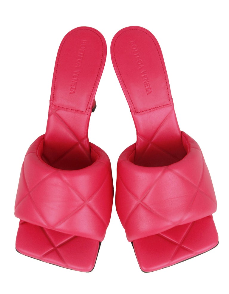 Bottega Veneta NEW Pink Rubber Lido Quilted Leather Mules sz 39 For ...