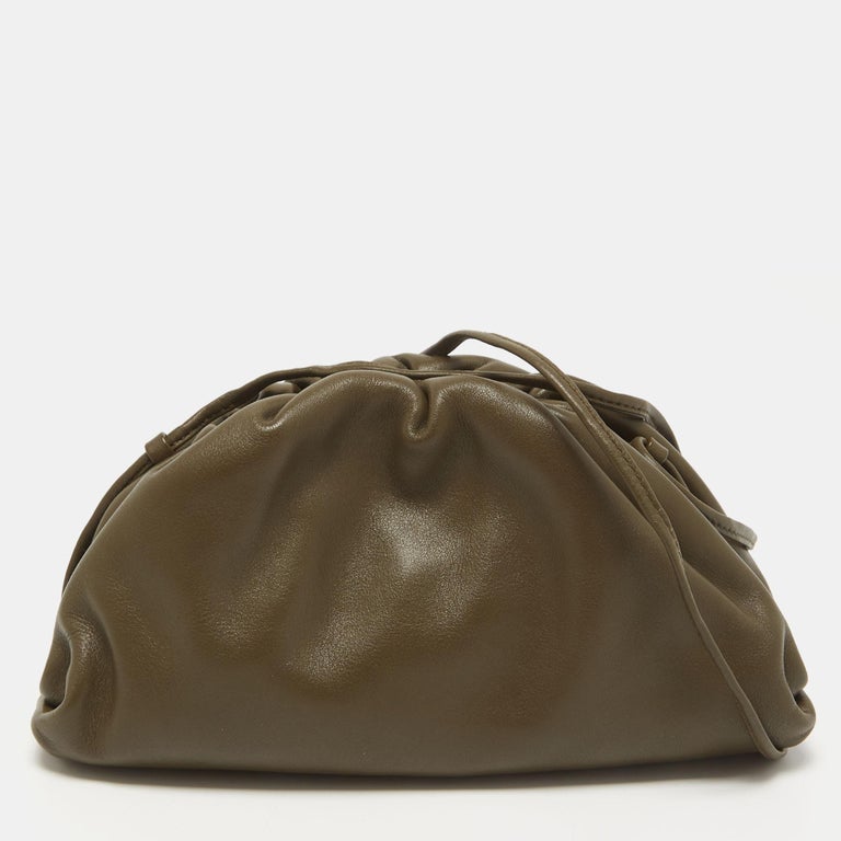 Bottega Veneta Olive Green Leather Mini The Pouch Bag For Sale at 1stDibs