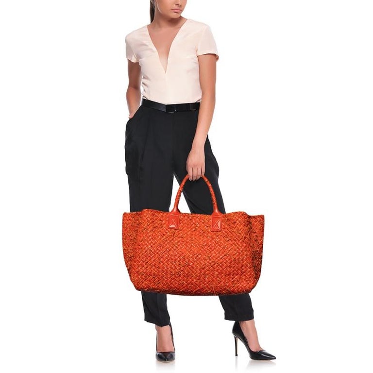 Bottega Veneta Orange Intrecciato Leather Large Cabat Tote at 1stDibs ...