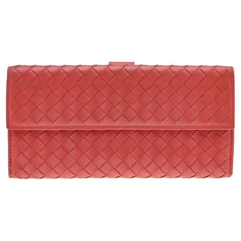 Bottega Veneta Orange Intrecciato Leather Wallet For Sale at 1stDibs