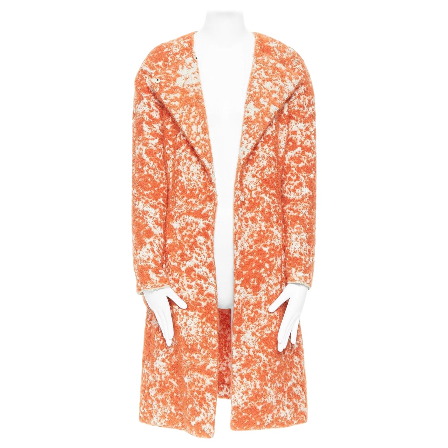 BOTTEGA VENETA orange white embroidered boucle spread collar cocoon ...