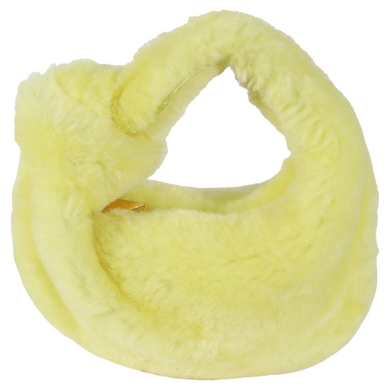 Bottega Veneta Pale Yellow Shearling Mini Jodie For Sale at 1stDibs