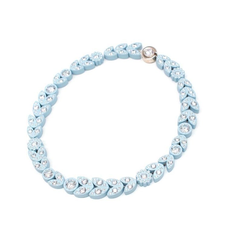 Bottega Veneta Pastel Blue Crystal Embellished Necklace - New Season ...