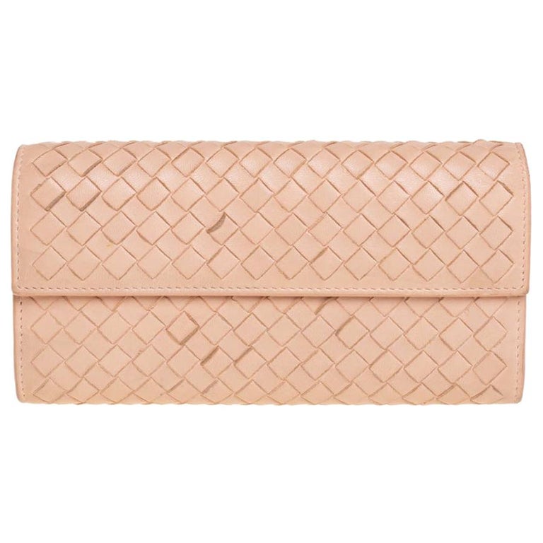 Bottega Veneta Peach Intrecciato Leather Continental Wallet For Sale at ...
