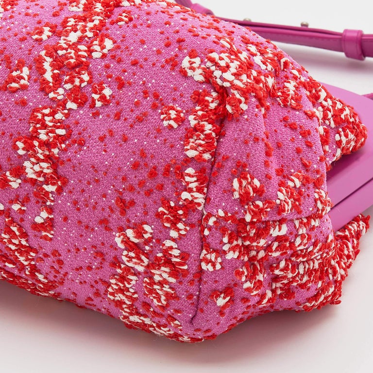 Bottega Veneta Pink Boucle Tweed Point Shoulder Bag For Sale at 1stDibs