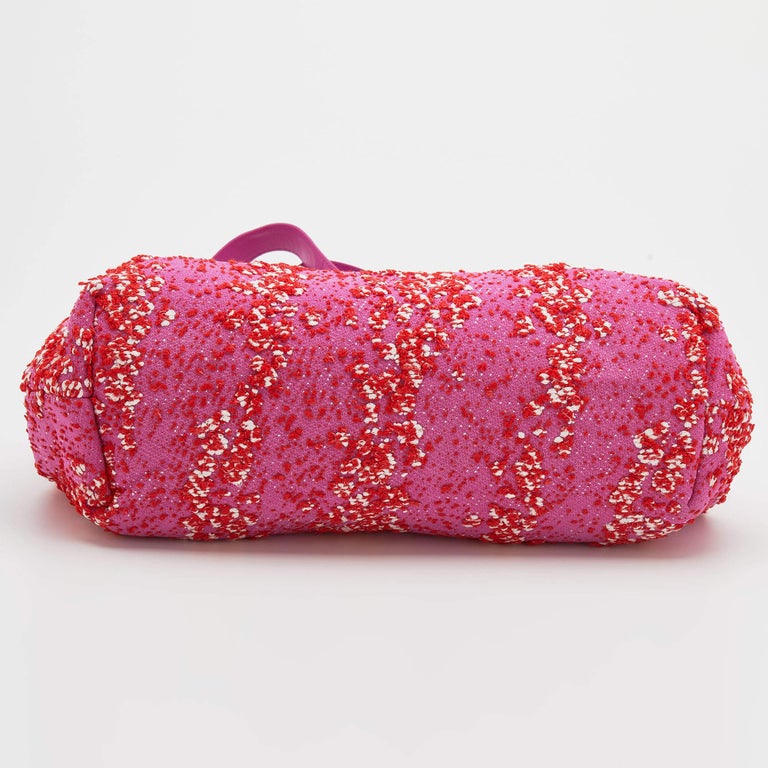 Bottega Veneta Pink Boucle Tweed Point Shoulder Bag For Sale at 1stDibs