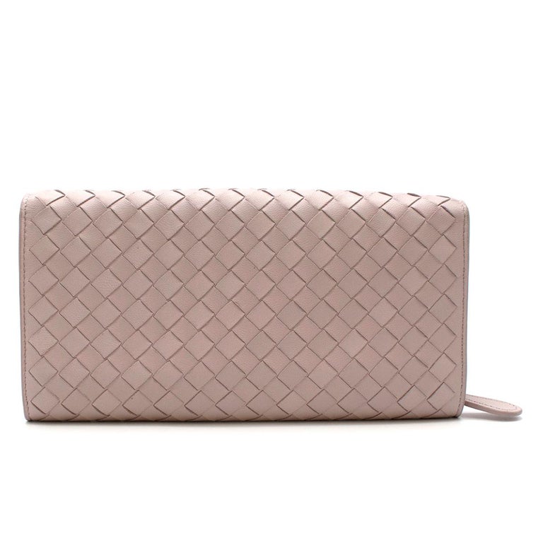 Bottega Veneta Pink Leather Intrecciato Long Wallet For Sale at 1stDibs