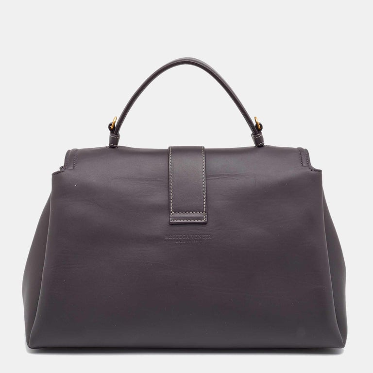 Bottega Veneta Plum Leather Small Piazza Top Handle Bag For Sale at 1stDibs