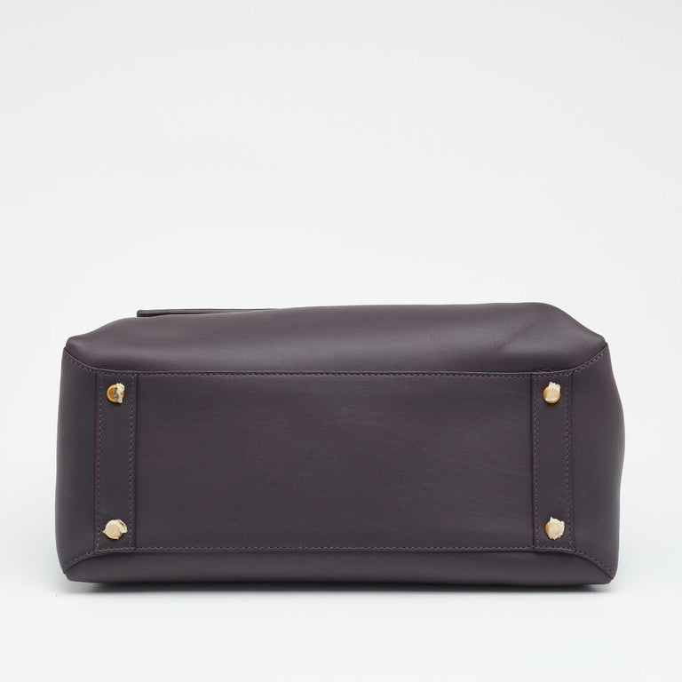 Bottega Veneta Plum Leather Small Piazza Top Handle Bag For Sale at 1stDibs