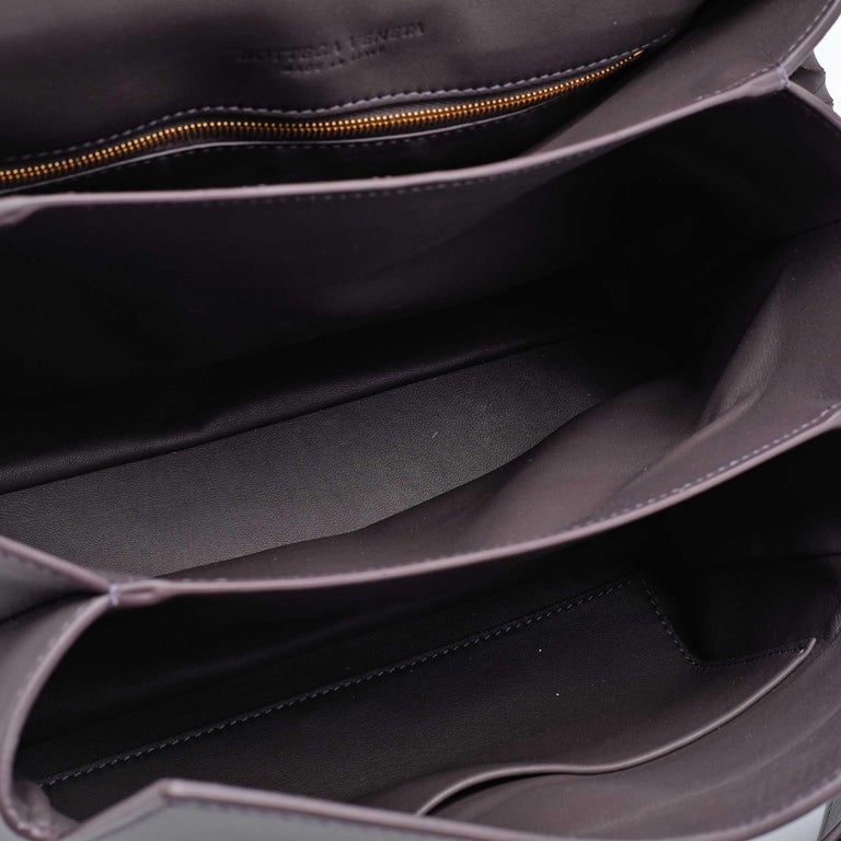 Bottega Veneta Plum Leather Small Piazza Top Handle Bag For Sale at 1stDibs