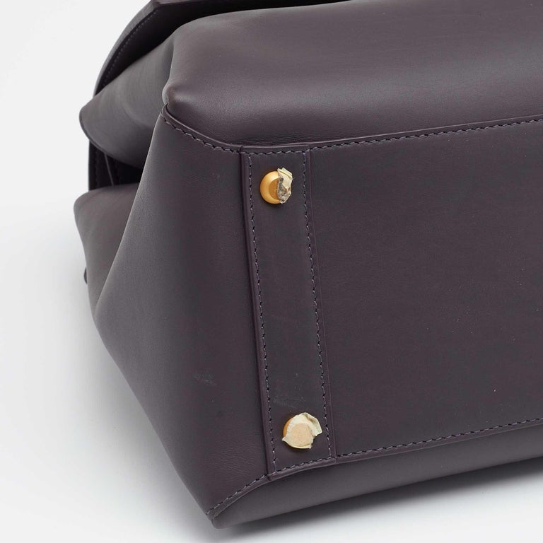 Bottega Veneta Plum Leather Small Piazza Top Handle Bag For Sale at 1stDibs