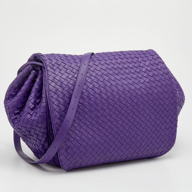 Bottega Veneta Purple Intrecciato Leather Flap Shoulder Bag at 1stDibs