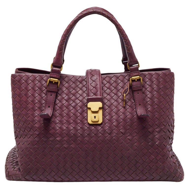 Bottega Veneta Purple Intrecciato Leather Medium Roma Tote For Sale at ...