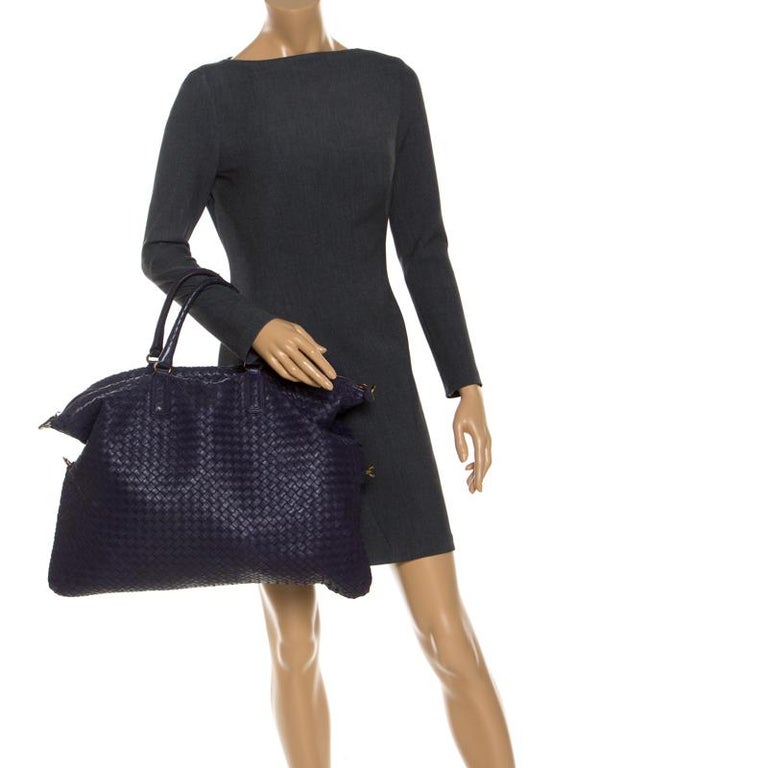 Bottega Veneta Purple Intreciato Nappa Leather Convertible Tote For ...