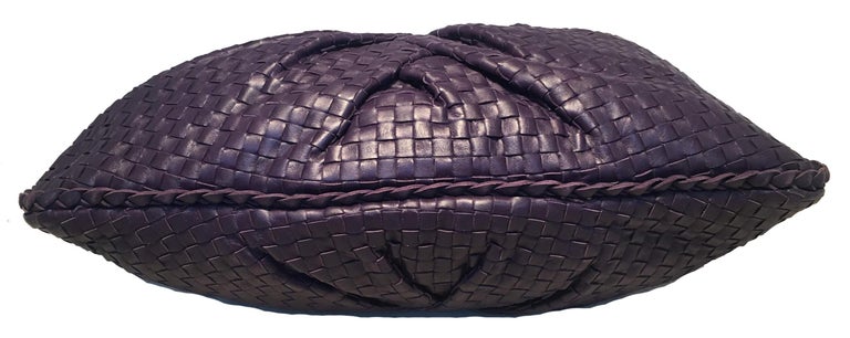 Bottega Veneta Purple Woven Leather Shoulder Bag Tote For Sale at 1stDibs