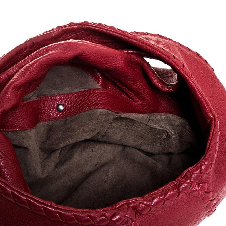 Bottega Veneta Red Cervo Leather Large Baseball Hobo at 1stDibs