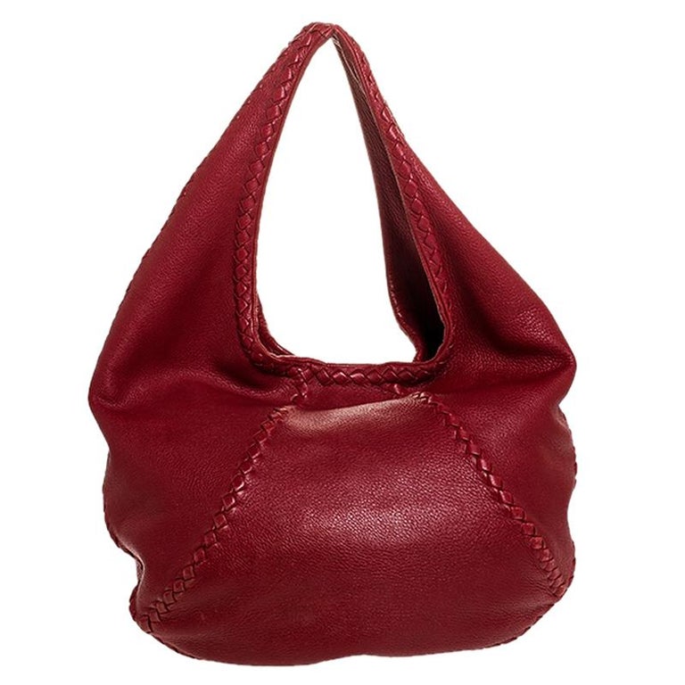 Bottega Veneta Red Cervo Leather Large Baseball Hobo at 1stDibs