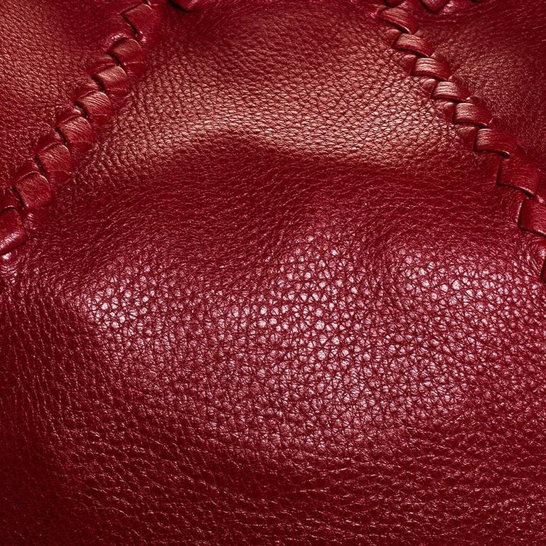 Bottega Veneta Red Cervo Leather Large Baseball Hobo For Sale at 1stDibs