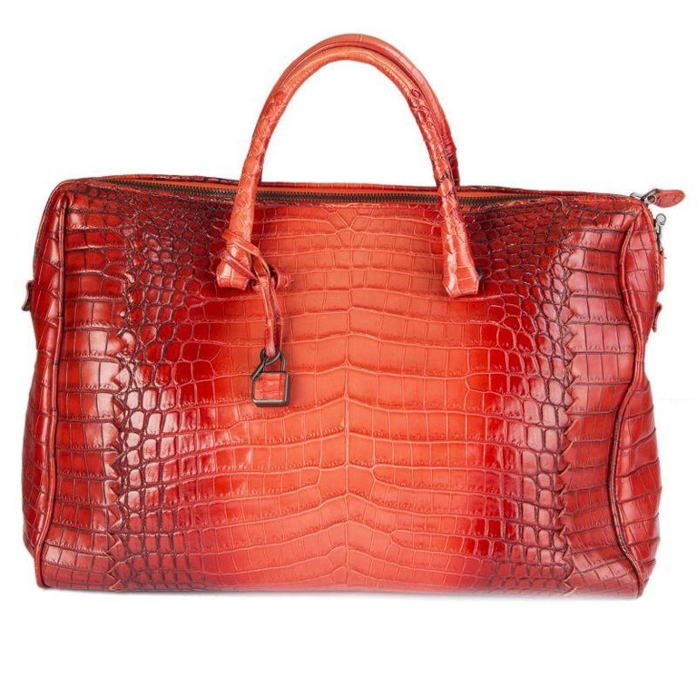 BOTTEGA VENETA red CROCODILE GLACE FLANNEL Bag at 1stDibs | bottega ...