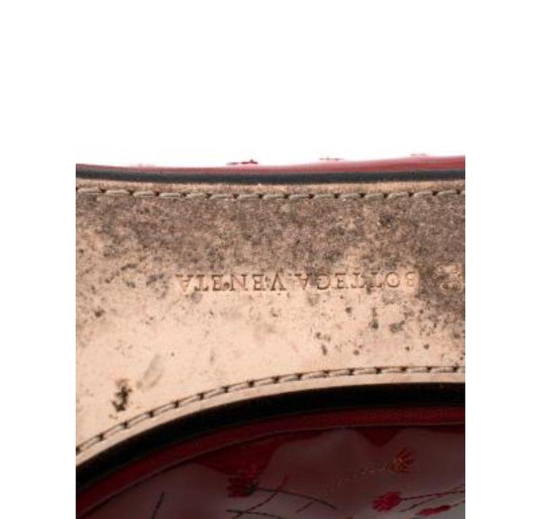 Bottega Veneta Red Embroidered Patent Slippers For Sale at 1stDibs