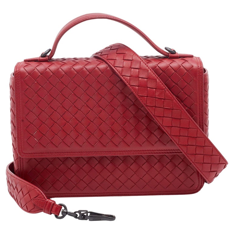 Bottega Veneta Red Intrecciato Leather Alumna Top Handle Bag For Sale ...