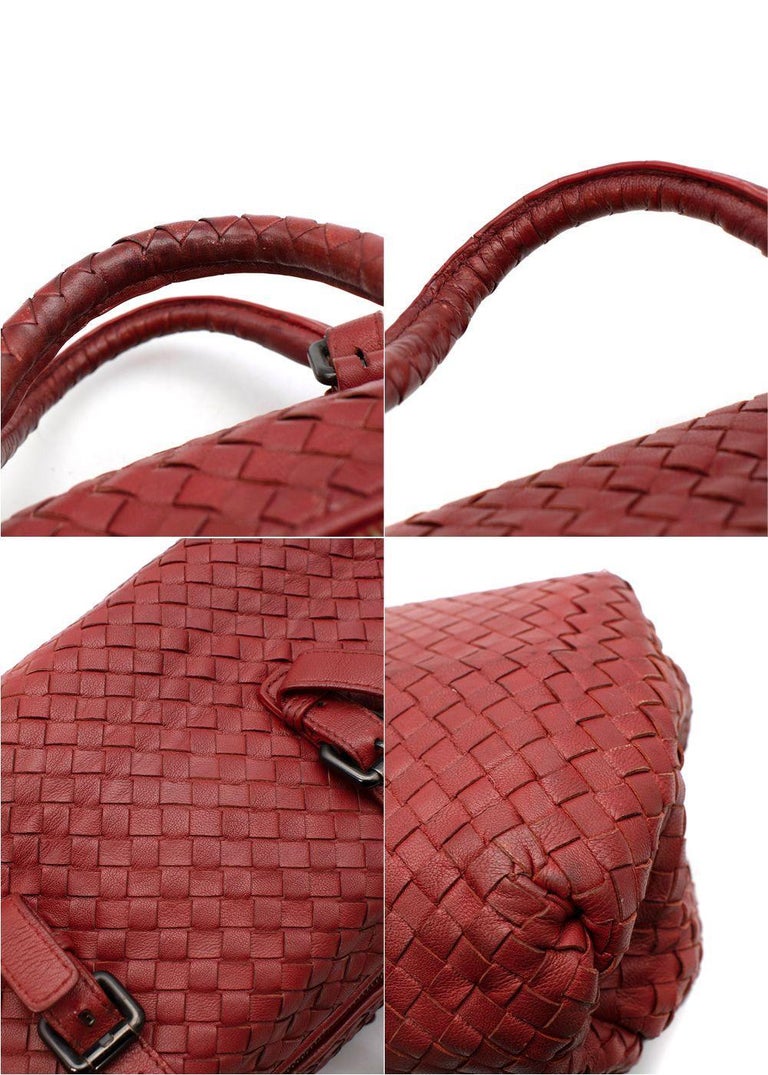 Bottega Veneta Red Intrecciato Leather Boston Bag For Sale at 1stDibs