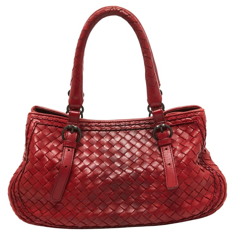 Bottega Veneta Red Intrecciato Leather Buckle Tote For Sale at 1stDibs