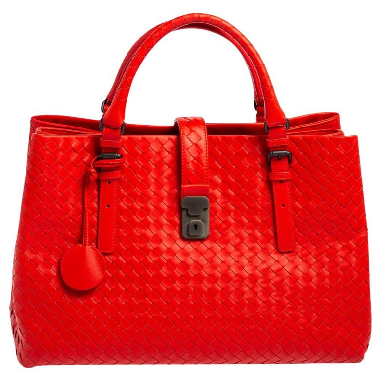 Bottega Veneta Red Intrecciato Leather Medium Roma Tote at 1stDibs