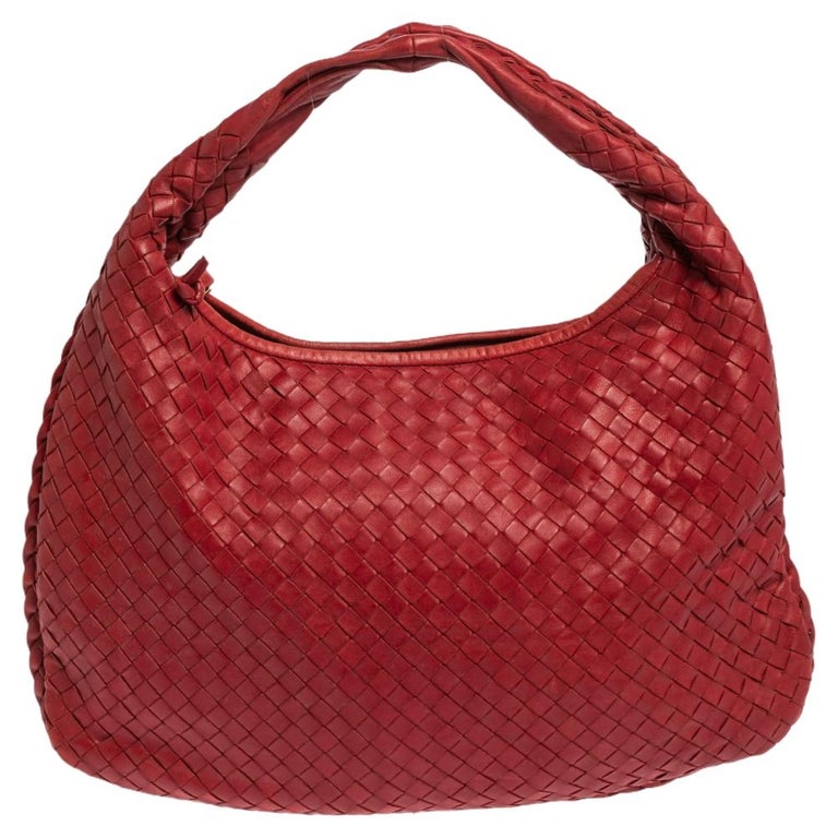 Bottega Veneta Red Leather Small Veneta Hobo at 1stDibs