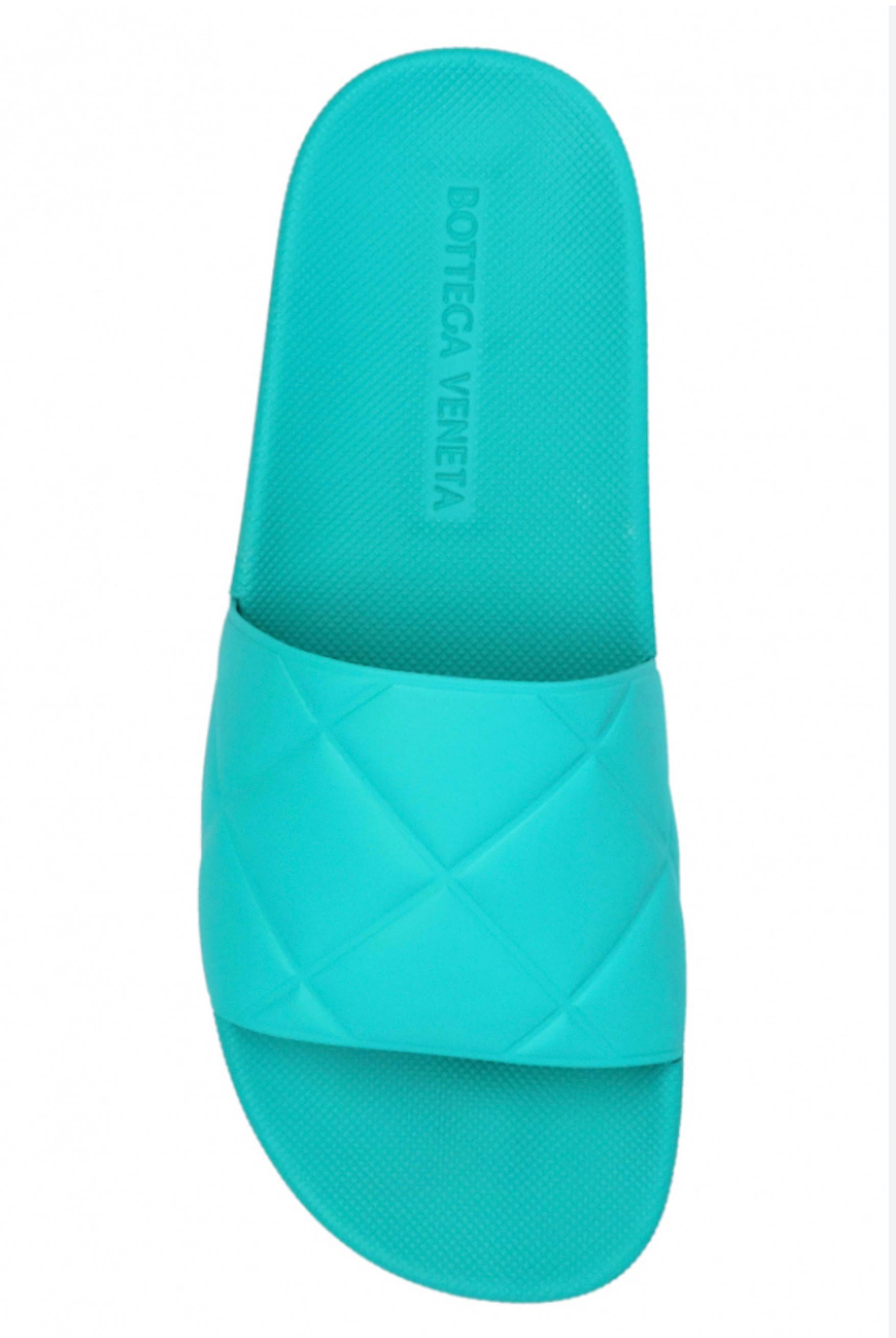 Bottega Veneta Rubber Pool Slide in Neptune Sz 40 For Sale at 1stDibs