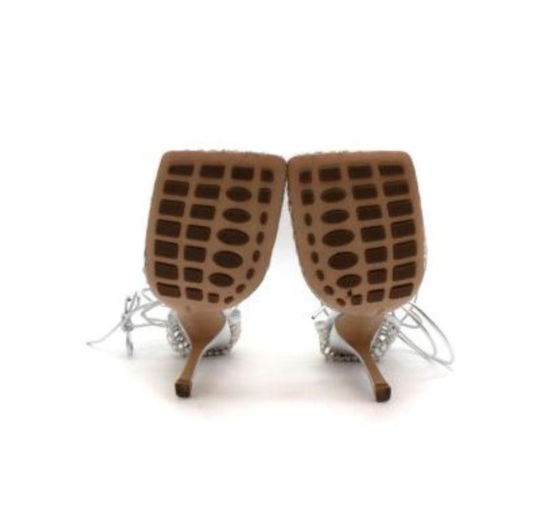 Bottega Veneta Silver Lace-Up Stretch Mesh Sandals For Sale at 1stDibs