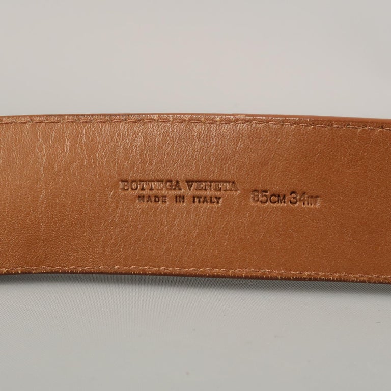BOTTEGA VENETA Size 34 Brown Braided Leather Belt at 1stDibs