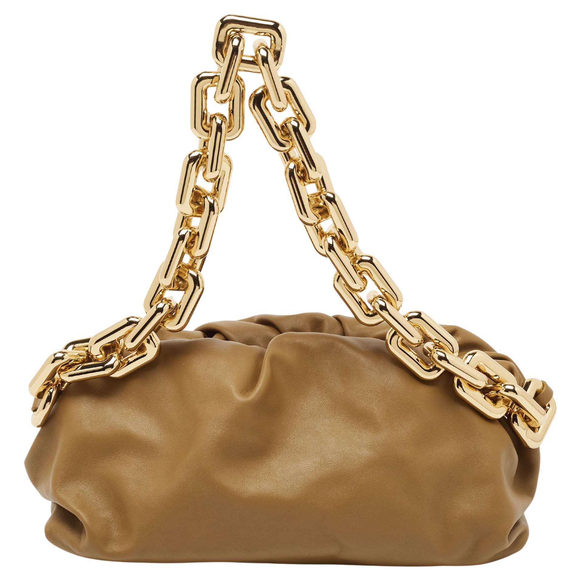 Bottega Veneta Beige Leather Oversized Clutch For Sale at 1stDibs