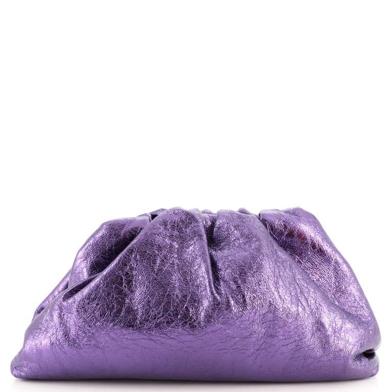 Bottega Veneta The Pouch Crinkled Metallic Leather For Sale at 1stDibs